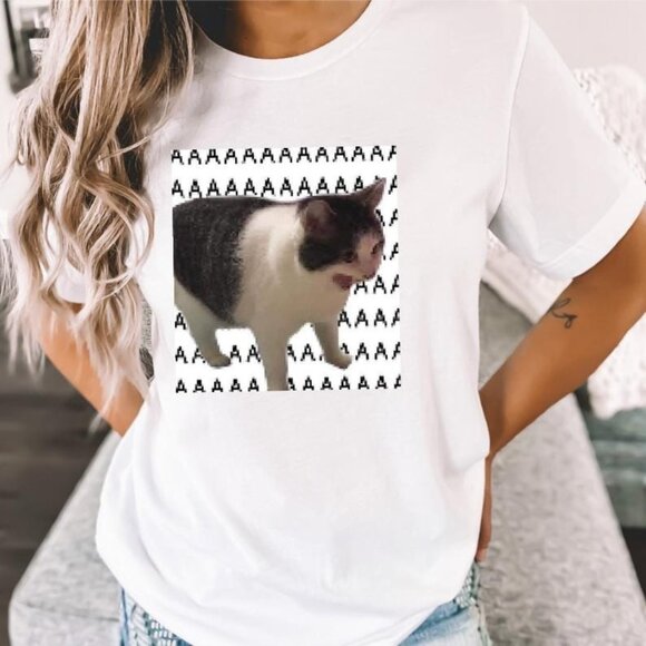 Gildan | Shirts | Screaming Cat Meme Tshirt Funny Cat Cute Cat Graphic ...